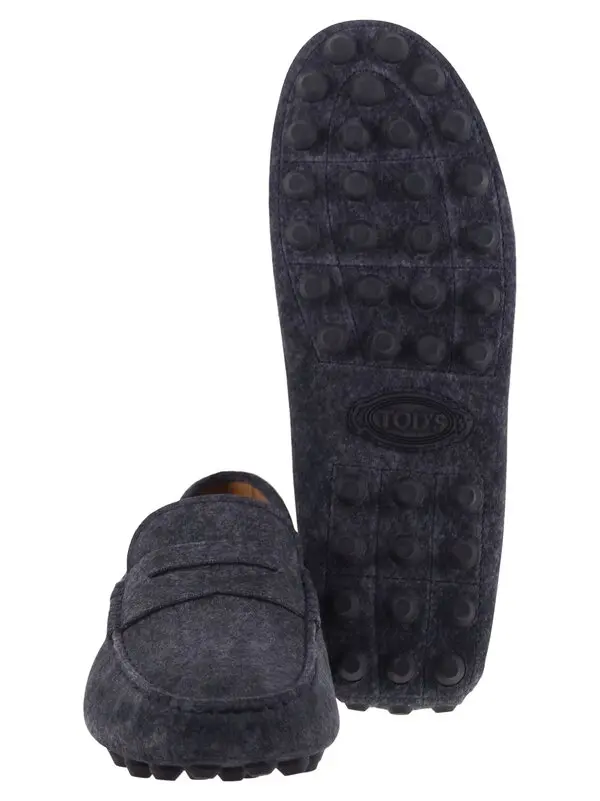 TOD'S Suede Leather Gommino Bubble Sole Loafers - Blue