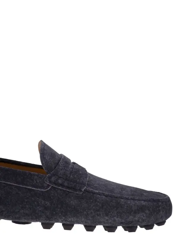 TOD'S Suede Leather Gommino Bubble Sole Loafers - Blue
