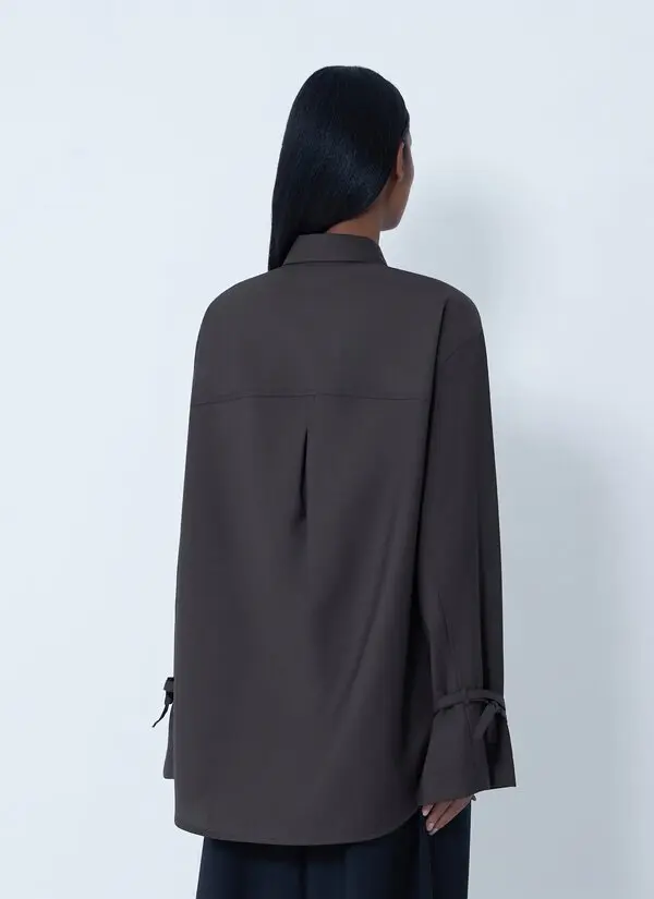 TOTEME Tie-cuff Wool Shirt - Brown