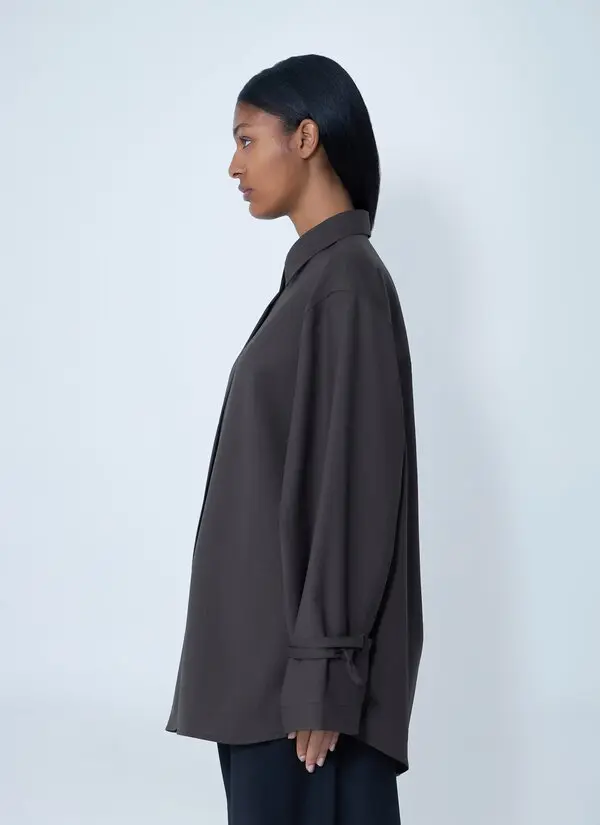 TOTEME Tie-cuff Wool Shirt - Brown