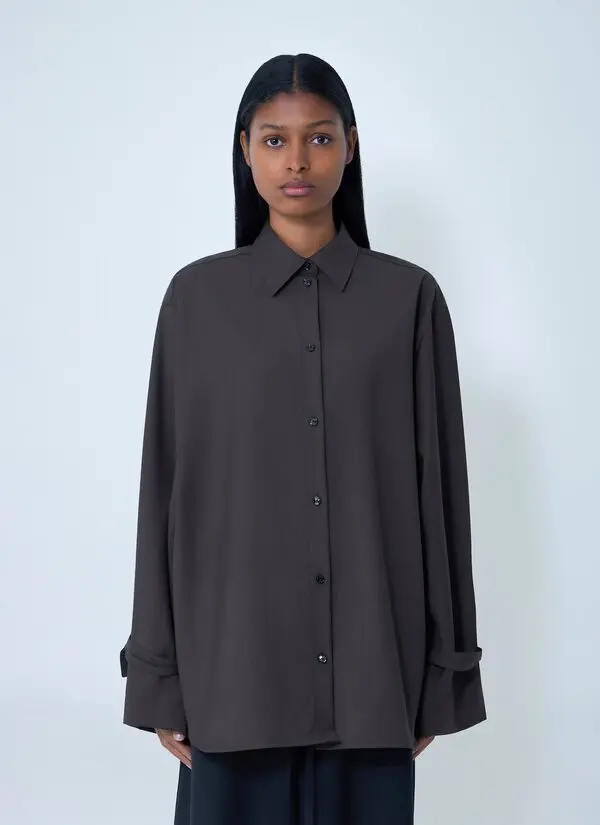 TOTEME Tie-cuff Wool Shirt - Brown