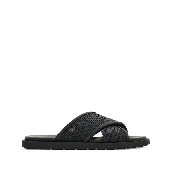 FERRAGAMO Woven Leather Crossover Strap Sandals