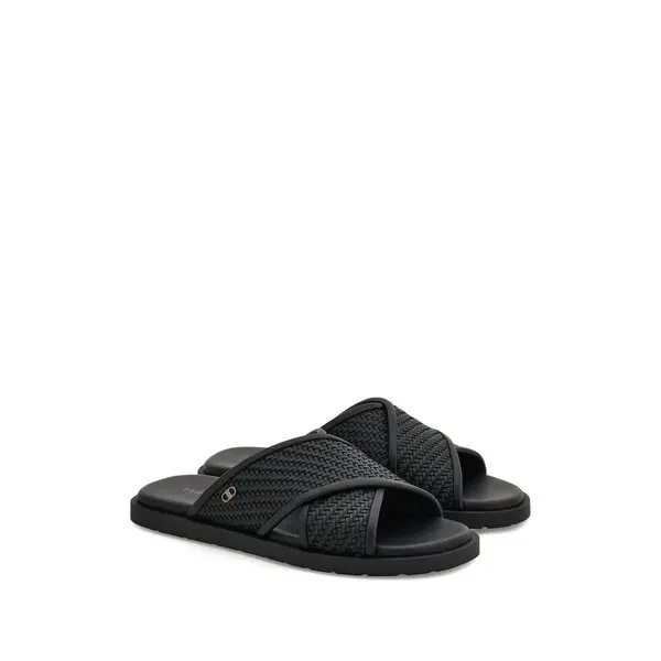 FERRAGAMO Woven Leather Crossover Strap Sandals