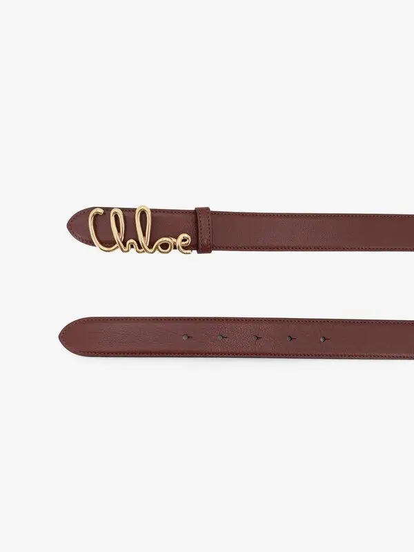 Chloé Iconic Leather Belt With Engraved Logo Buckle - Multicolor