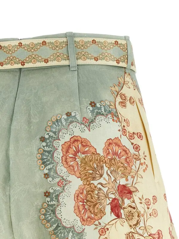 Zimmermann Daylight Floral Print Linen Shorts