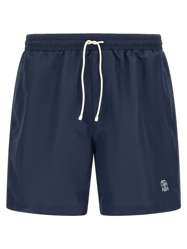 Brunello Cucinelli Logo Embroidery Swimsuit - Blue