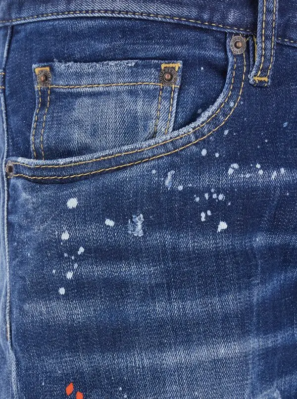 Dsquared2 Tidy Biker Jeans With Paint Embellishments - Multicolor