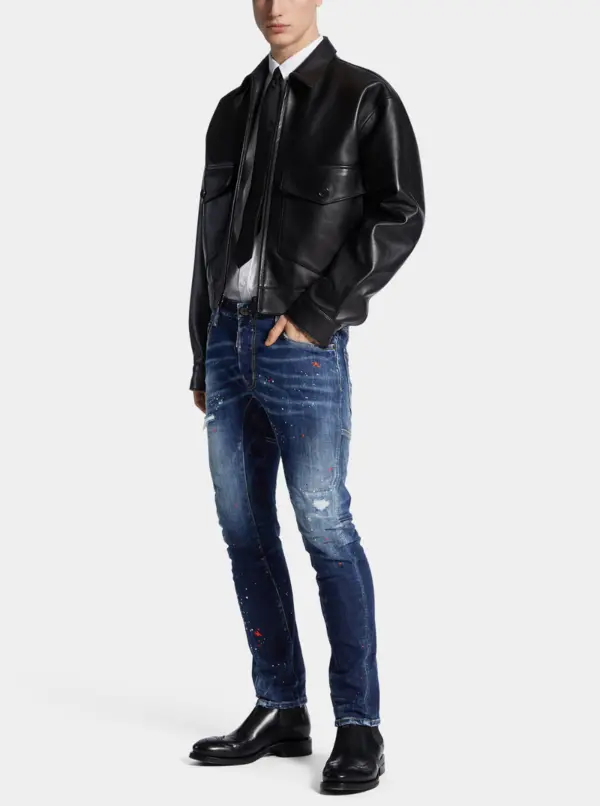 Dsquared2 Tidy Biker Jeans With Paint Embellishments - Multicolor