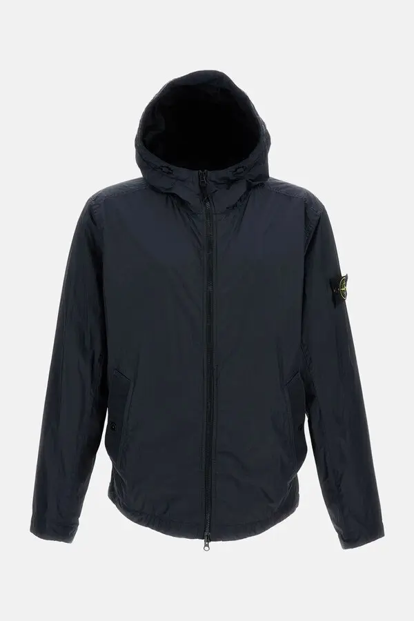 Stone Island Hooded Zip-up Jacket With Removable Logo Label - Multicolor