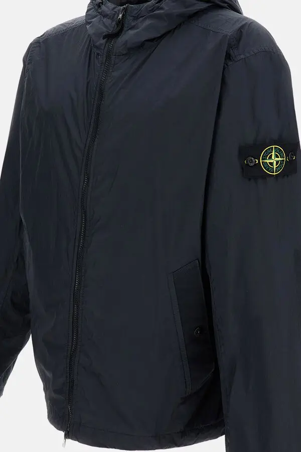 Stone Island Hooded Zip-up Jacket With Removable Logo Label - Multicolor