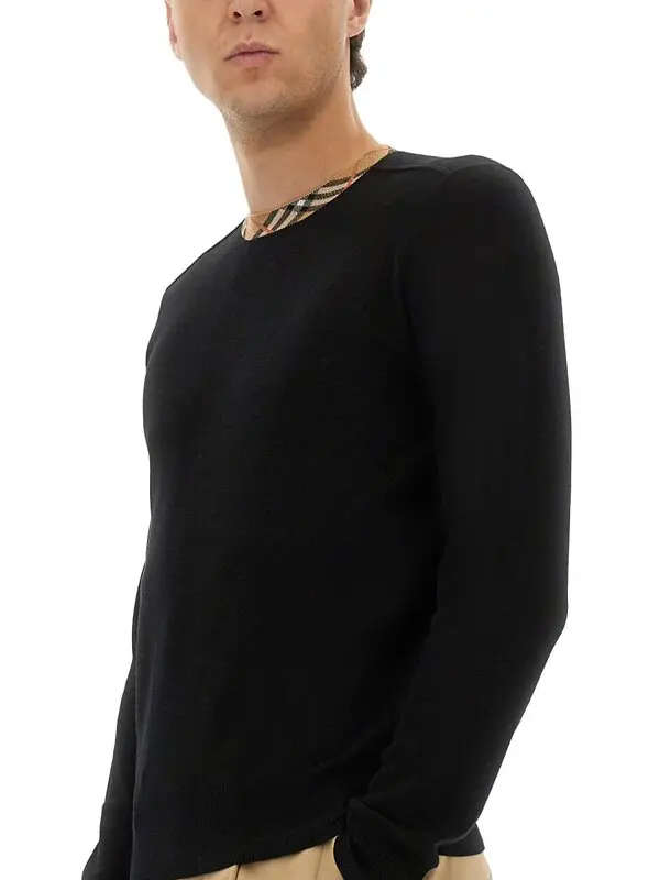 Burberry Wool Jersey Crew Neck Sweater - Black
