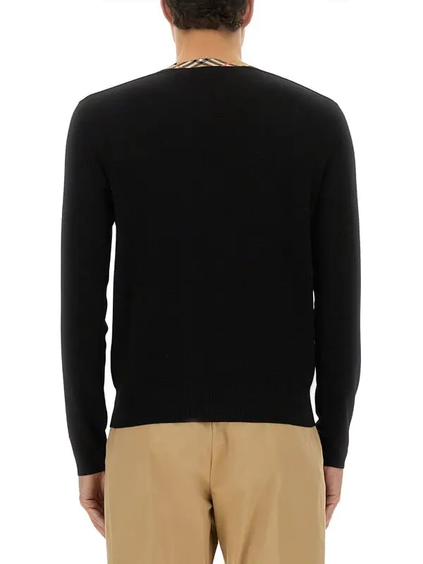 Burberry Wool Jersey Crew Neck Sweater - Black