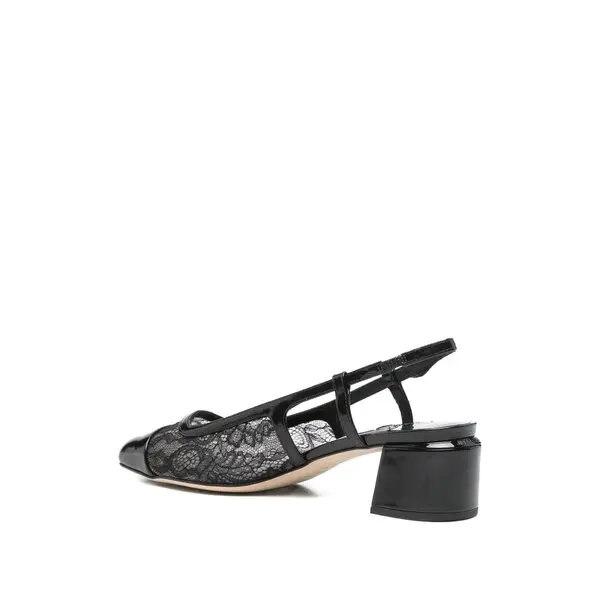 JIMMY CHOO Lace Detail Slingback Block Heel