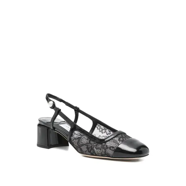 JIMMY CHOO Lace Detail Slingback Block Heel