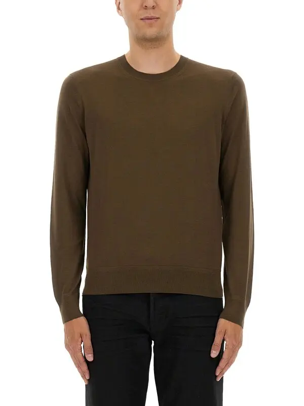 TOM FORD Fine Merino Virgin Wool Crew Neck Sweater - Brown