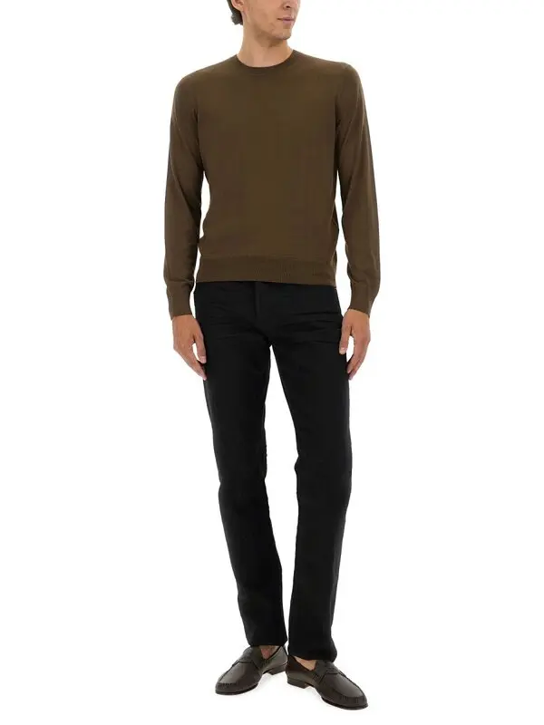 TOM FORD Fine Merino Virgin Wool Crew Neck Sweater - Brown