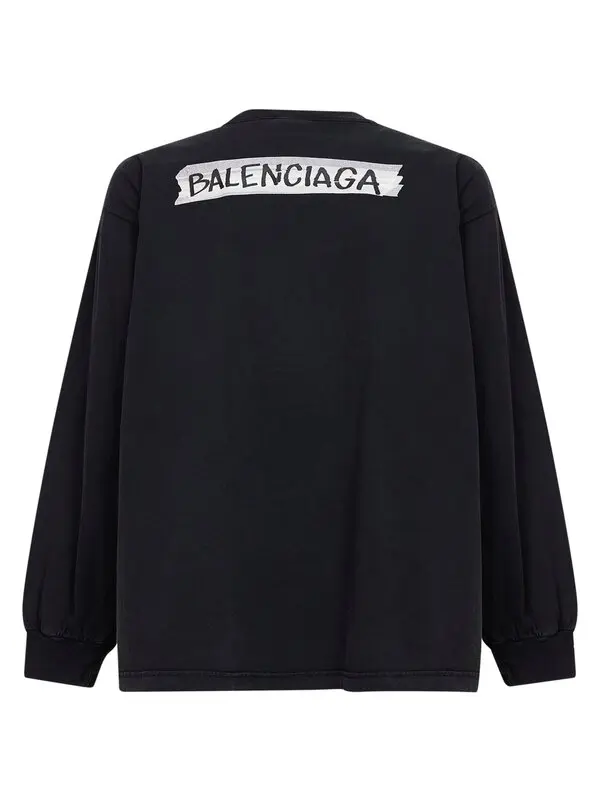 Balenciaga Black Masking Tape Long Sleeve Large Fit T-shirt - Multicolor