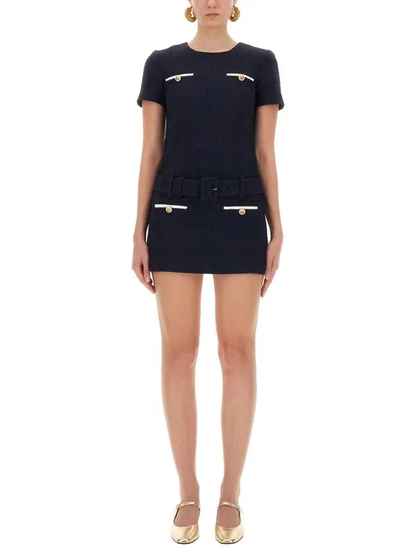 SELF-PORTRAIT Mini Boucle Dress - Blue