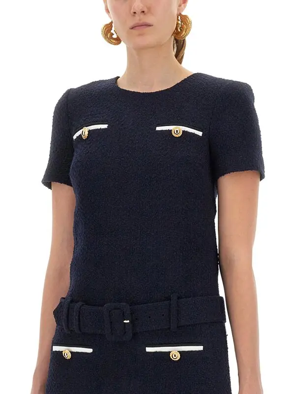 SELF-PORTRAIT Mini Boucle Dress - Blue