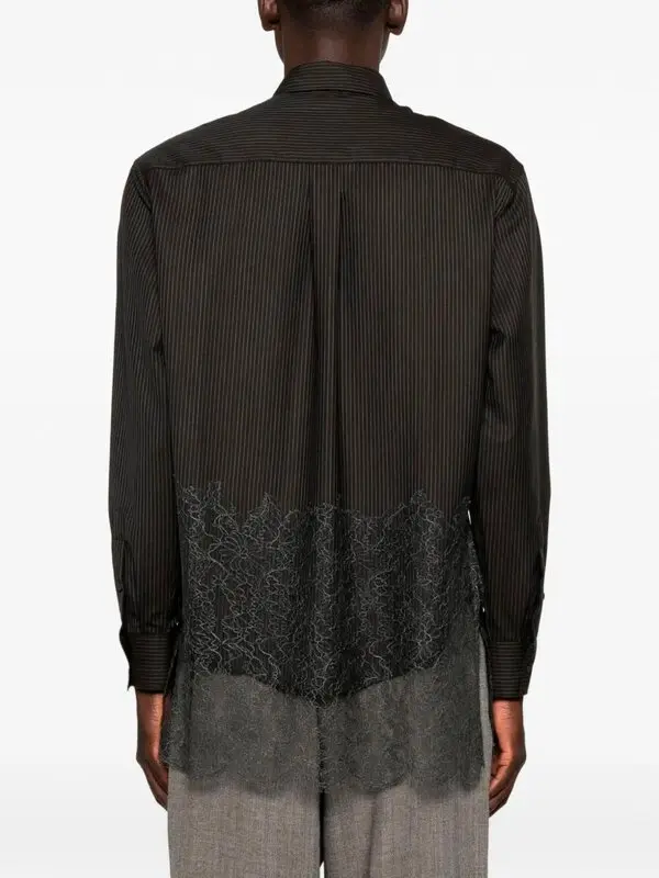 Fendi Wool Shirt With Stripes And Lace