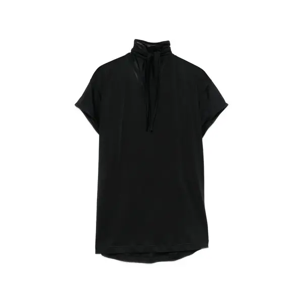 LEMAIRE High Neck Front Tie Short Sleeve Top