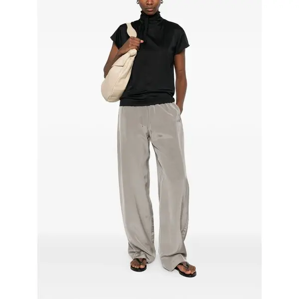 LEMAIRE High Neck Front Tie Short Sleeve Top