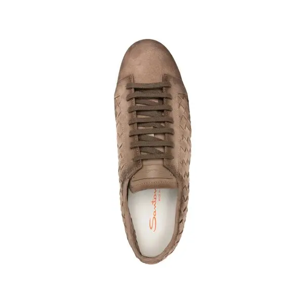 Santoni Low-top Woven Suede Trainers