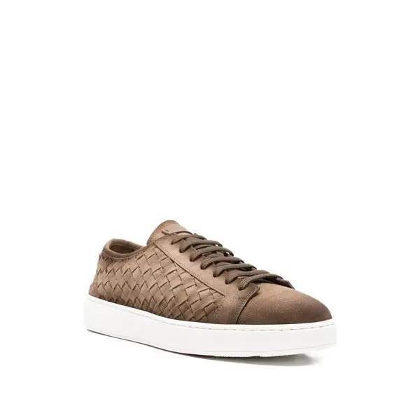 Santoni Low-top Woven Suede Trainers