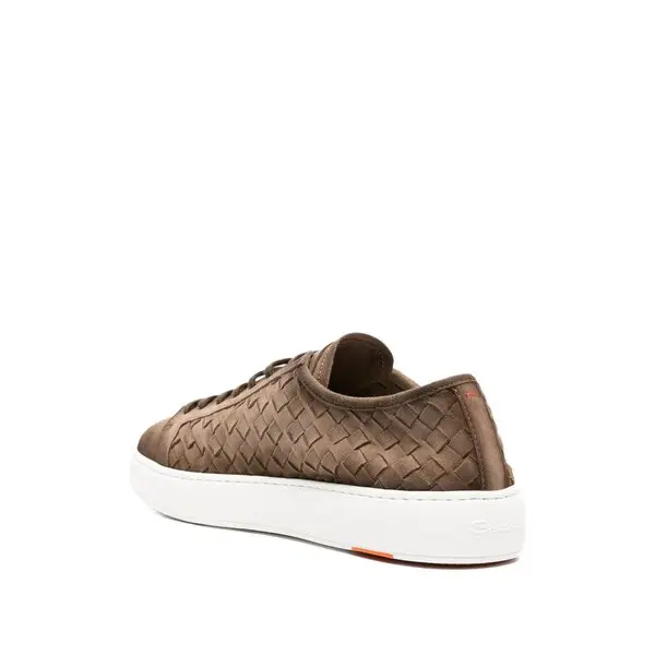 Santoni Low-top Woven Suede Trainers