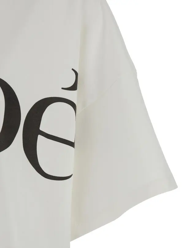 Chloé Cotton Cropped T-shirt With Logo Lettering - Multicolor