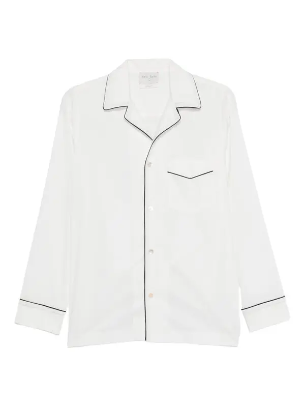 FORTE_FORTE Cotton Pajama Shirt With Contrast Trim - Multicolor