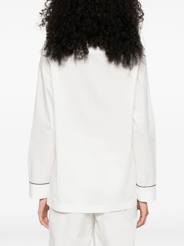 FORTE_FORTE Cotton Pajama Shirt With Contrast Trim