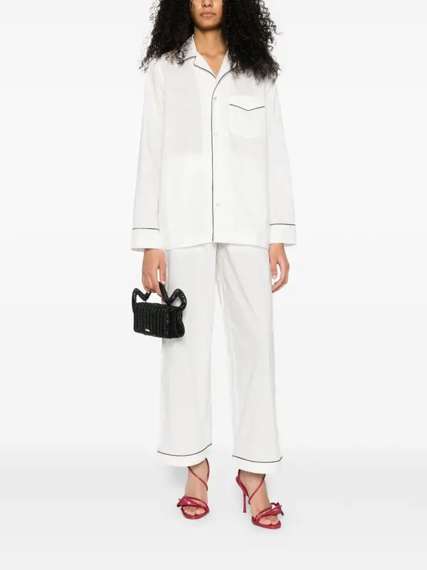 FORTE_FORTE Cotton Pajama Shirt With Contrast Trim
