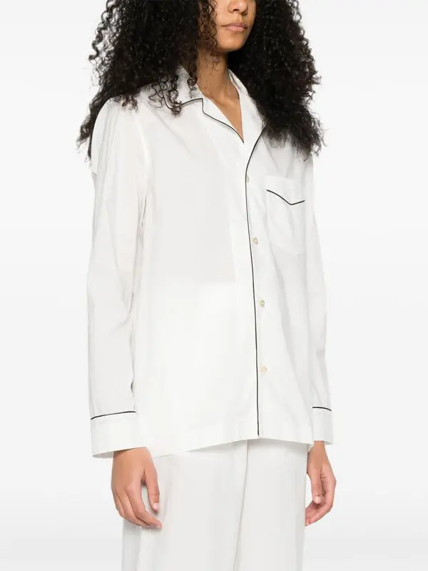 FORTE_FORTE Cotton Pajama Shirt With Contrast Trim