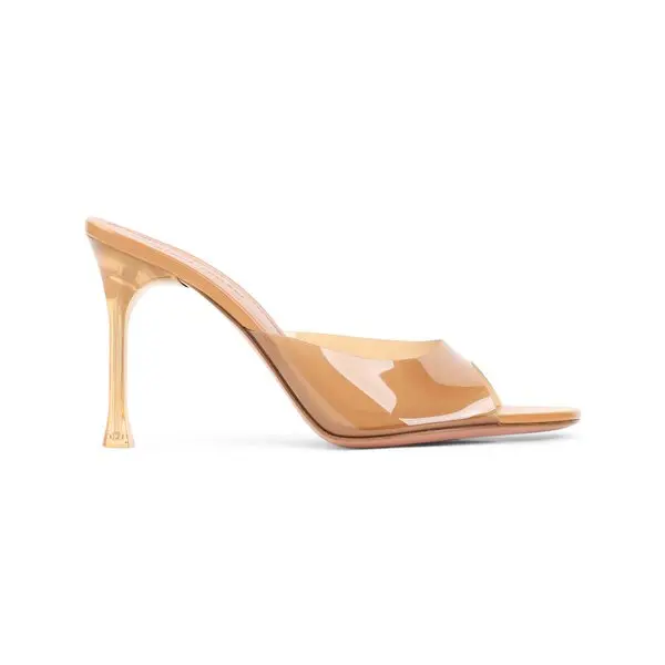 Amina Muaddi Alexa Glass 95 Slippers - Brown
