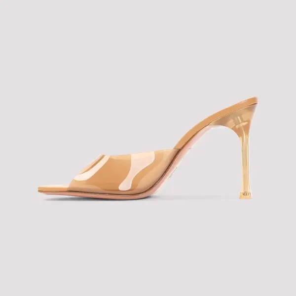 Amina Muaddi Alexa Glass 95 Slippers - Brown