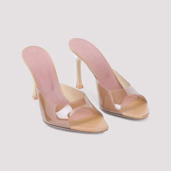 Amina Muaddi Alexa Glass 95 Slippers - Brown