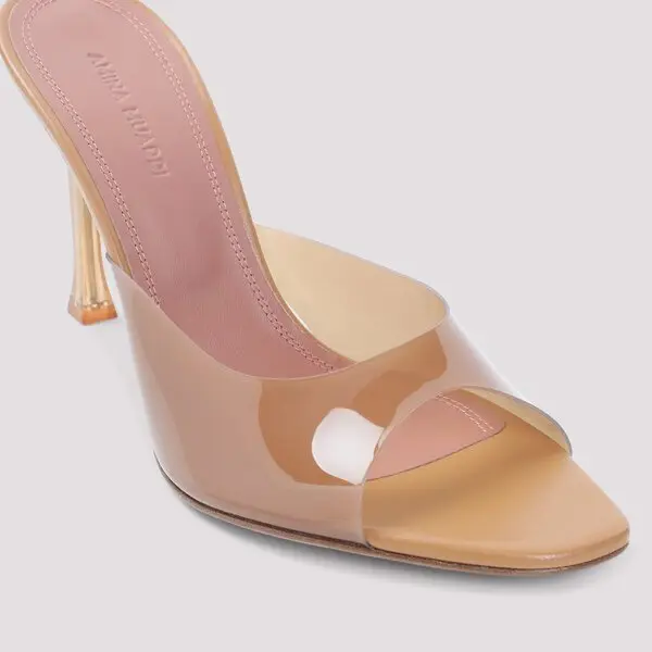 Amina Muaddi Alexa Glass 95 Slippers - Brown