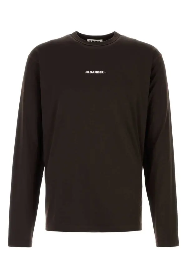 JIL SANDER Chocolate Stretch Polyester T-shirt