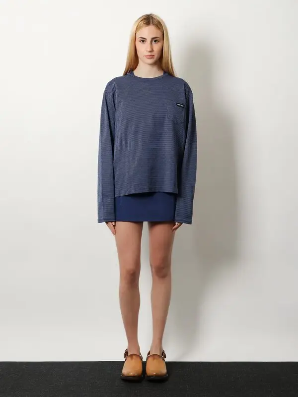 Miu Miu Two-tone Jersey T-shirt With Logo Lettering