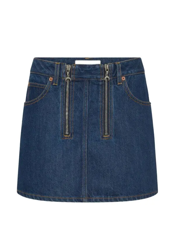 MARINE SERRE Denim Mini Skirt With Zip Detailing - Multicolor