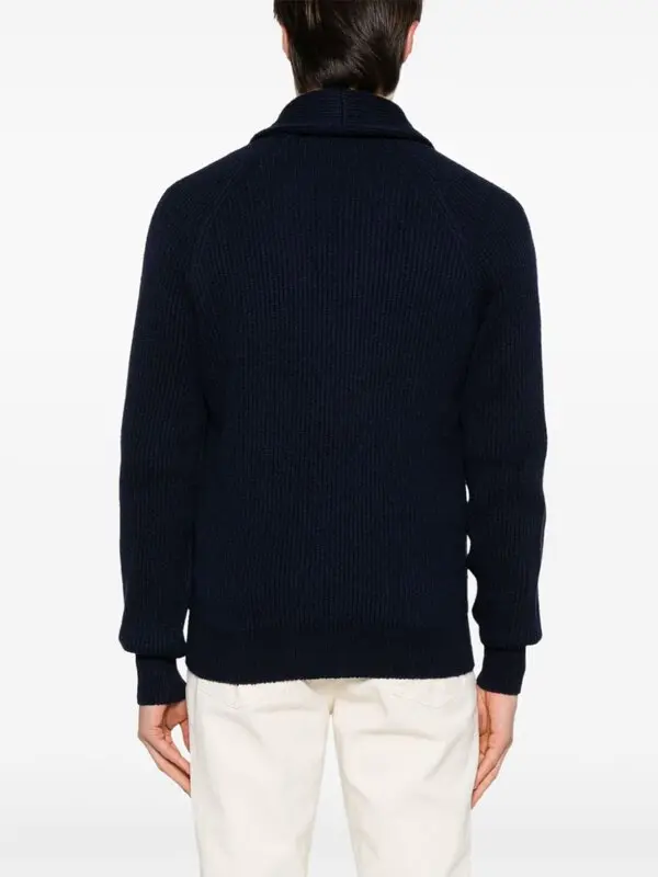Brunello Cucinelli English Rib Knit Shawl Collar Cardigan - Multicolor