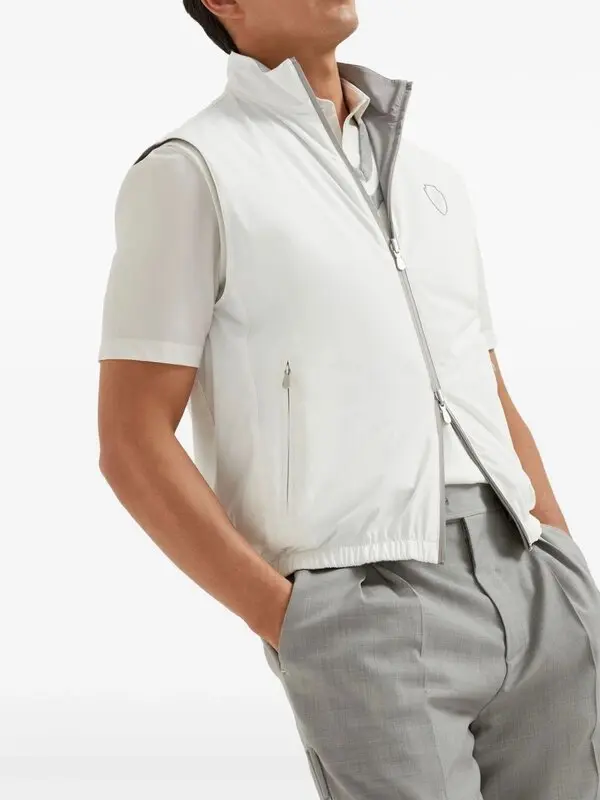 Brunello Cucinelli Sleeveless Zip-up Vest With Logo