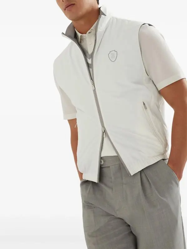 Brunello Cucinelli Sleeveless Zip-up Vest With Logo