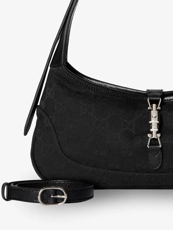 Gucci Jackie Slim Gg Canvas Shoulder Bag - Black