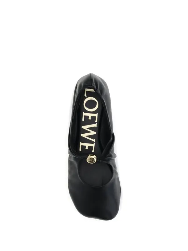 Loewe Pebble Ballerinas In Lambskin Napa Leather - Black