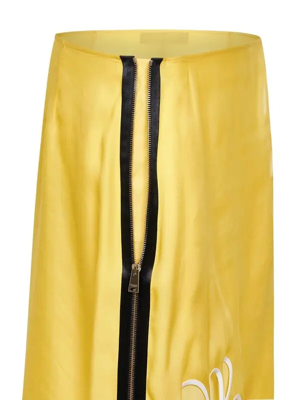 Fendi Silk Midi Skirt With Flower Motif