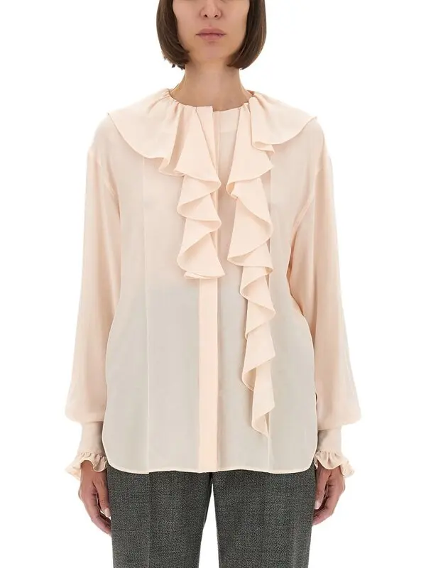 Alexander McQueen Silk Ruffle Shirt - Pink