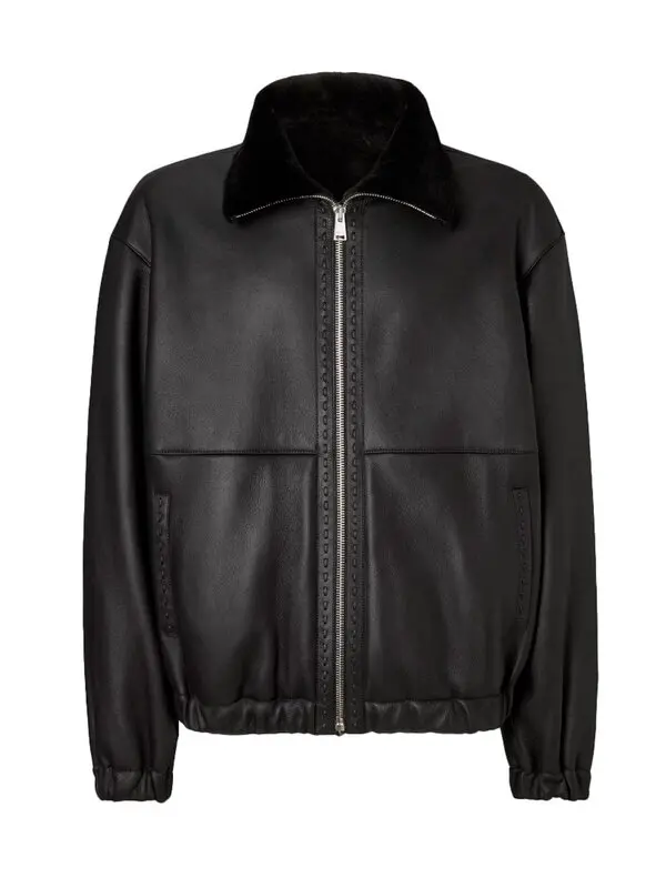 Fendi Shearling Lined Leather Blouson Jacket