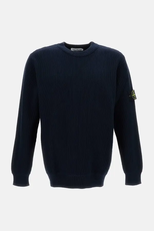 Stone Island Crewneck Sweatshirt With Removable Logo Patch - Multicolor